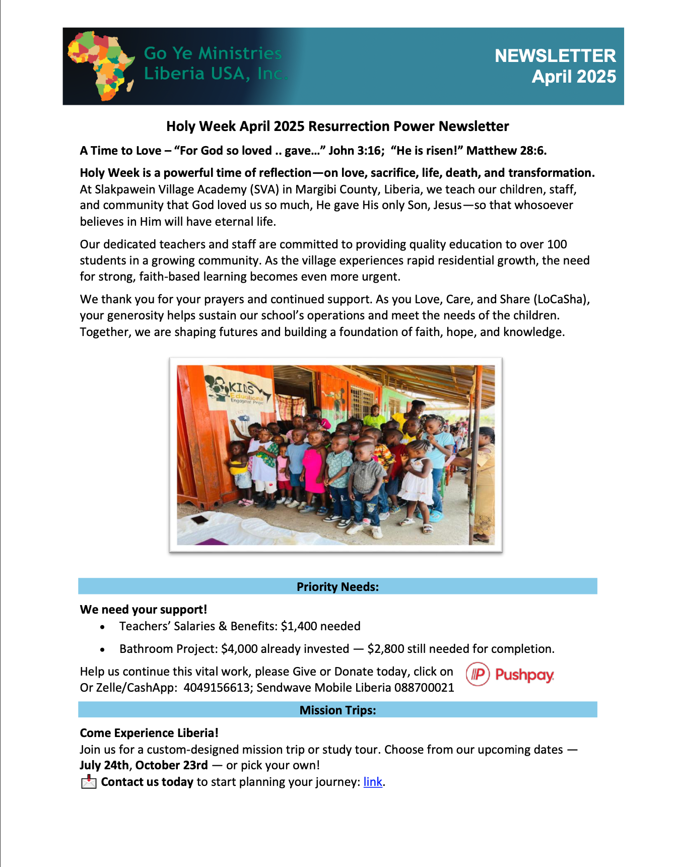 April 2025 Go Ye L Newsletter